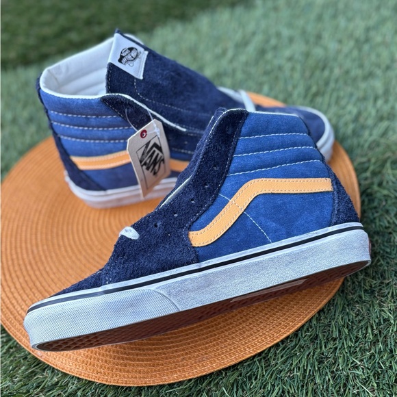 Vans | Shoes | Vans Distressed Navy Blue Suede Sk8 Hi Sneakers | Poshmark